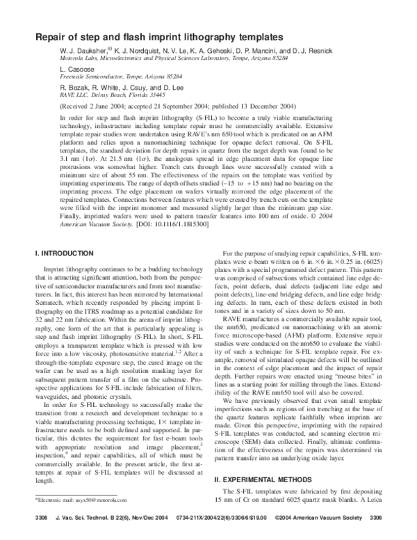 Repair of step and flash imprint lithography templates