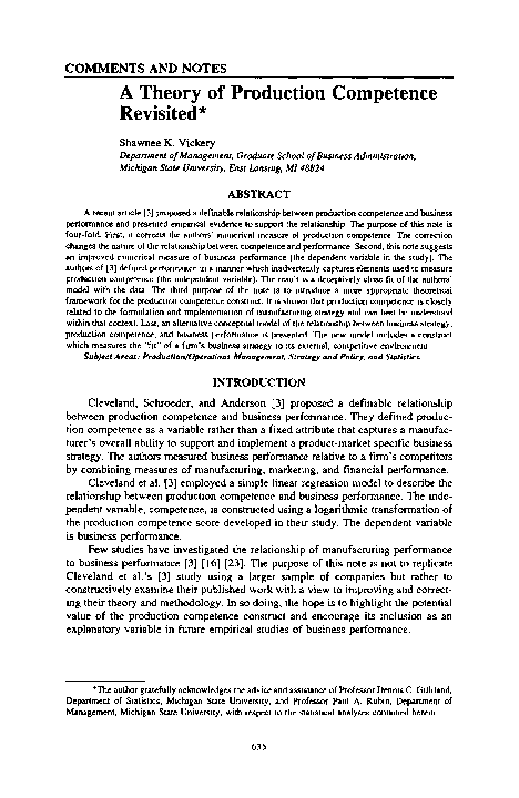 (PDF) A Theory of Production Competence Revisited