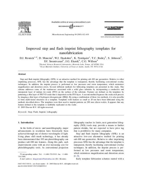 (PDF) Improved step and flash imprint lithography templates for ...