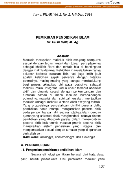 (PDF) Pemikiran Pendidikan Islam