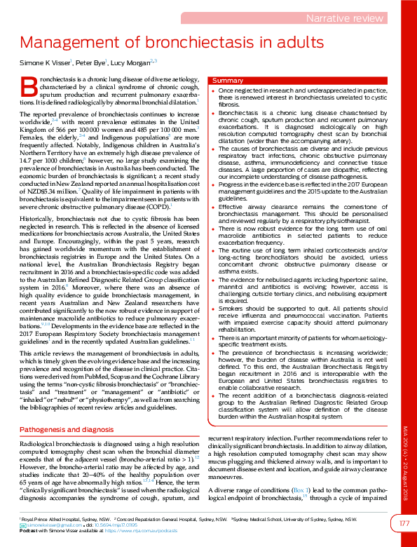 (PDF) Management of bronchiectasis in adults