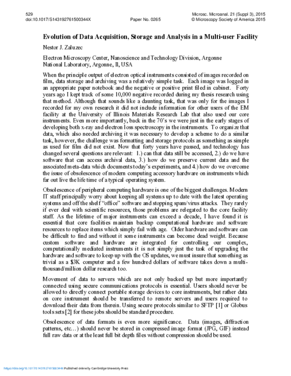 (PDF) Evolution of Data Acquisition, Storage and Analysis in a Multi ...