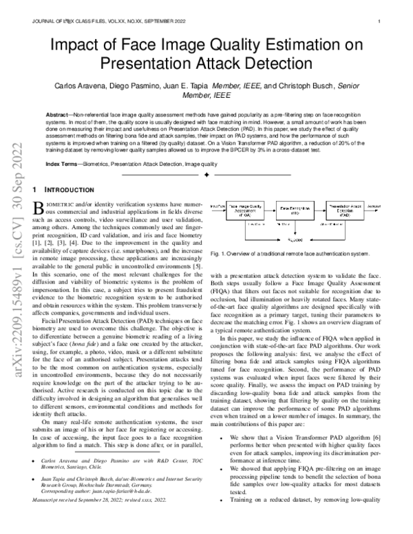 (PDF) Impact of Face Image Quality Estimation on Presentation Attack Detection