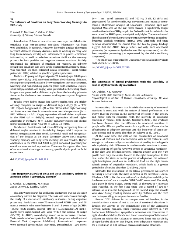 (PDF) The Influence of Emotions on Long Term Working Memory: An ERP study