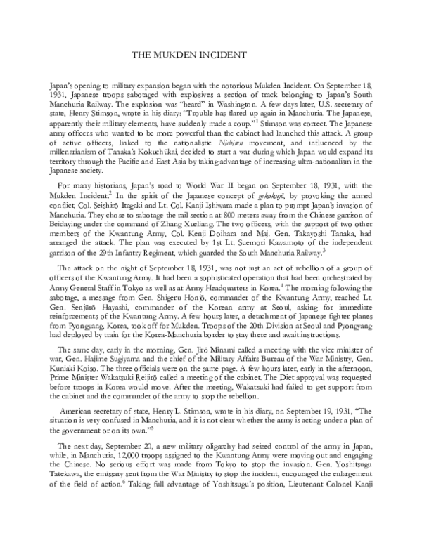 (PDF) THE MUKDEN INCIDENT