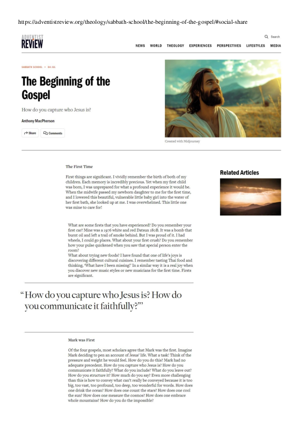 (PDF) The Beginning of the Gospel: How do you capture who Jesus is?