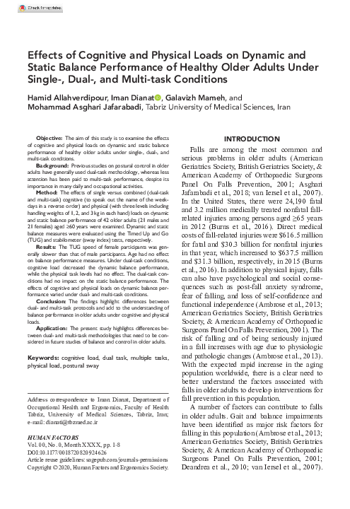 (PDF) Effects of Cognitive and Physical Loads on Dynamic and Static ...