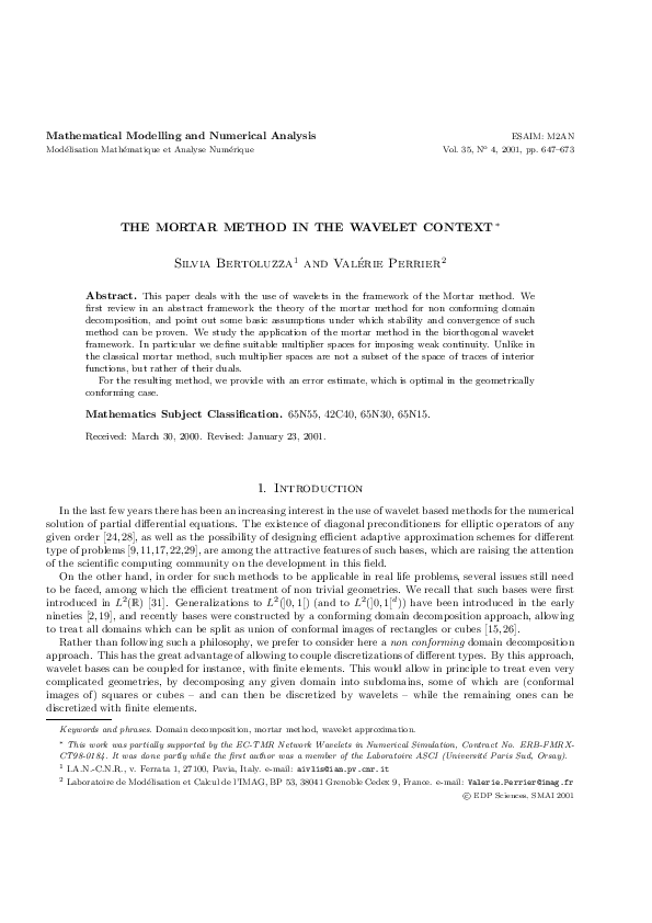 (PDF) The Mortar Method in the Wavelet Context