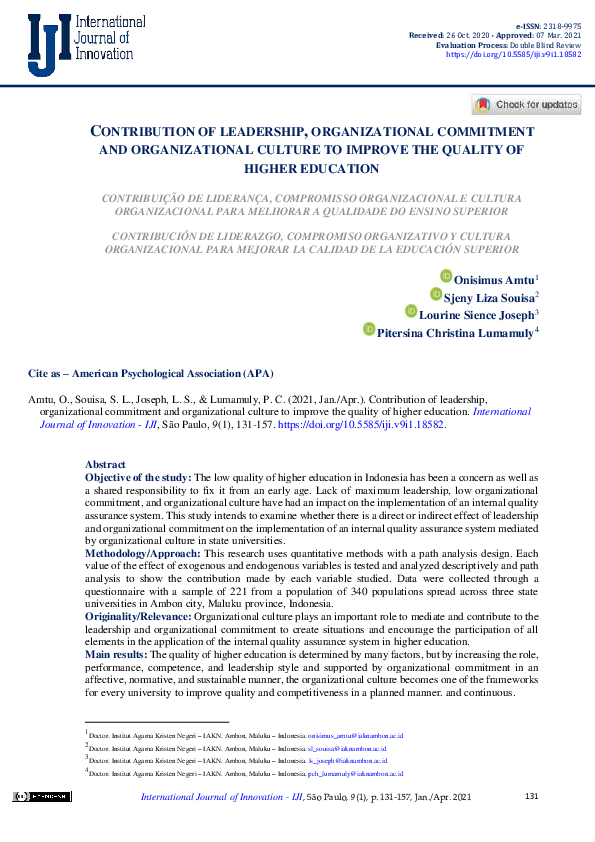 (PDF) Contribution of leadership, organizational commitment and ...