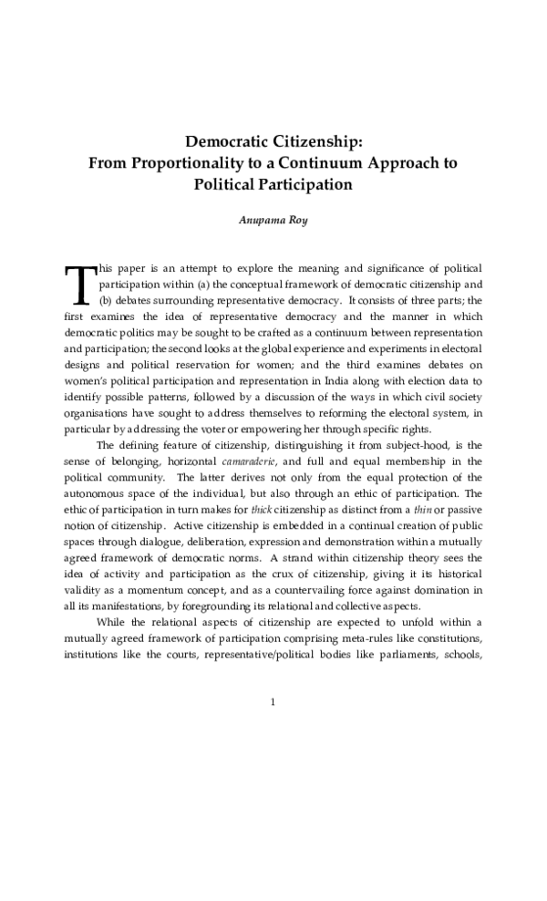 (PDF) Political Participation in Democratic Citizenship