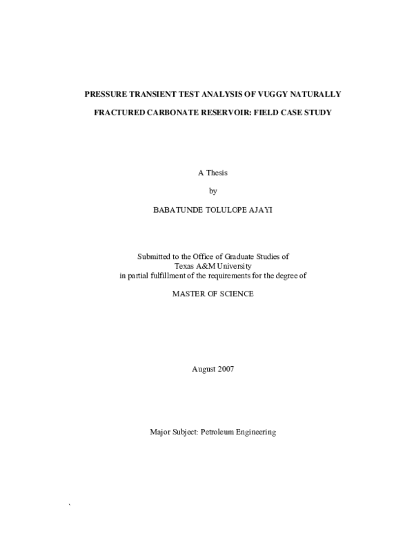 (PDF) Pressure transient test analysis of vuggy naturally fractured ...