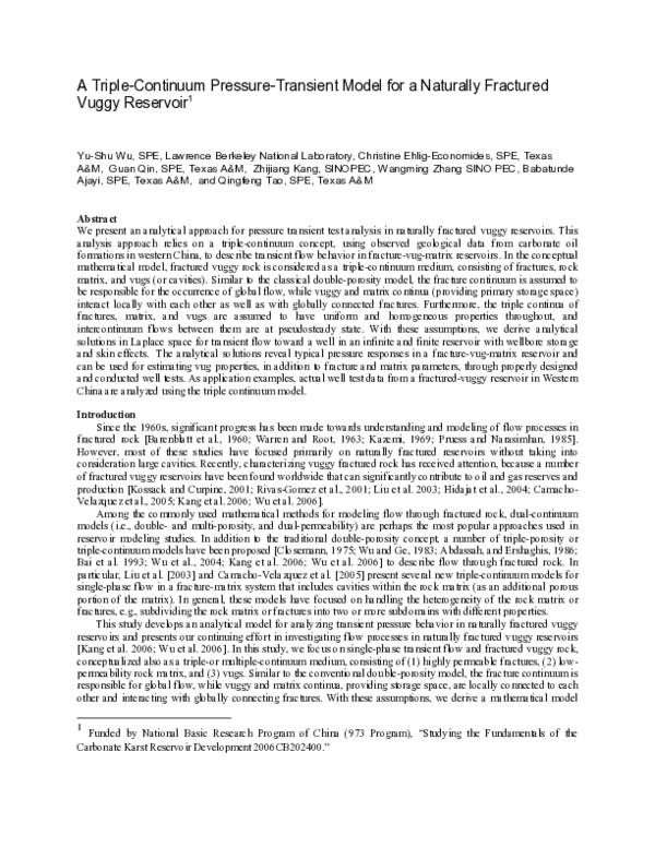 (PDF) A Triple-Continuum Pressure-Transient Model for a Naturally ...
