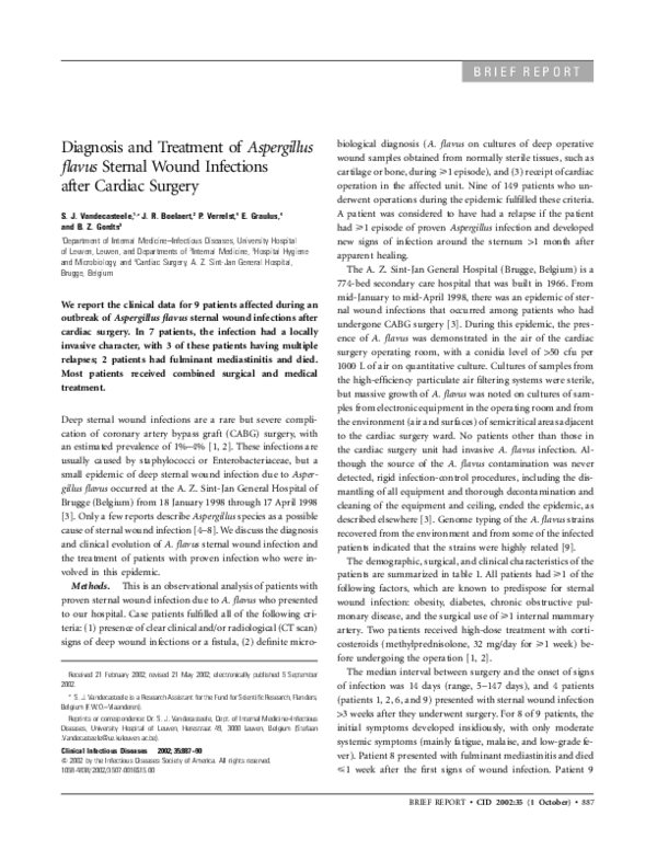 (PDF) Diagnosis and Treatment of Aspergillus flavus Sternal Wound ...