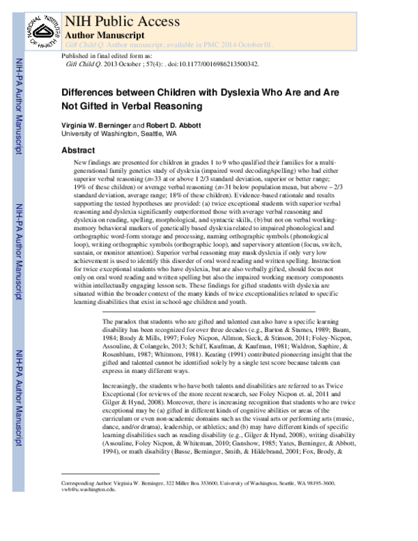 (PDF) Differences Between Children With Dyslexia Who Are and Are Not ...