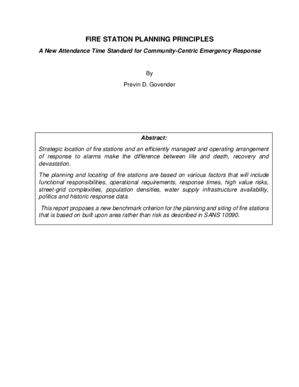 (PDF) FIRE STATION PLANNING PRINCIPLES