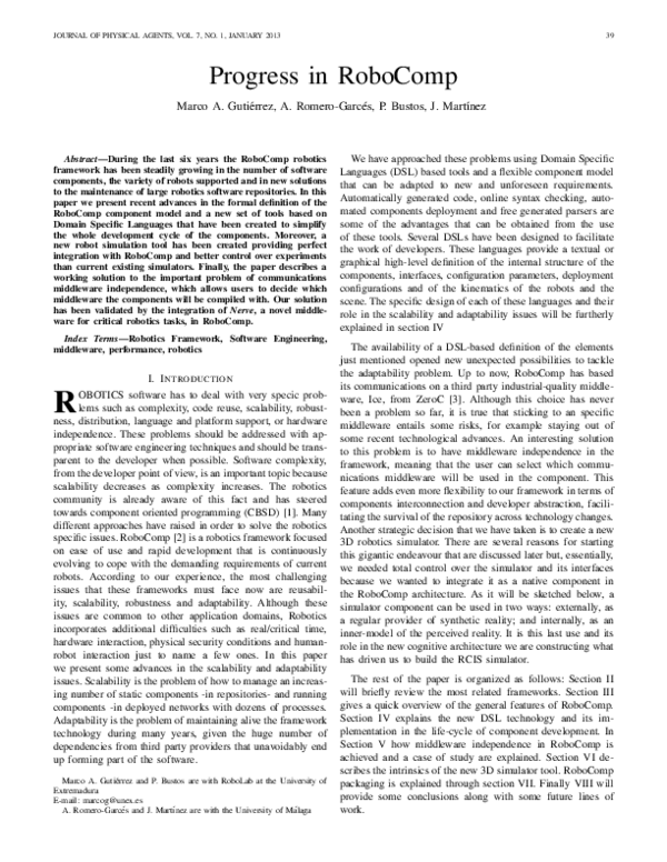 (PDF) Progress in RoboComp