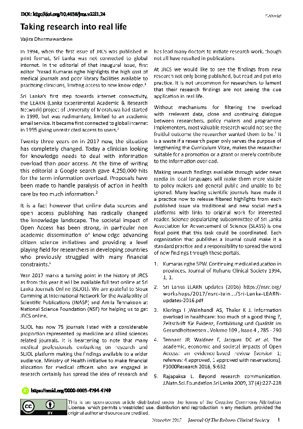 (PDF) Taking research into real life