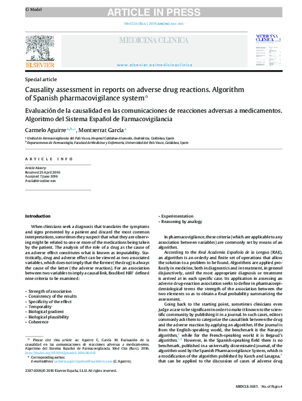 (PDF) [Causality assessment in reports on adverse drug reactions ...
