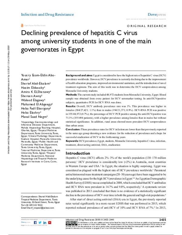 (PDF) Declining prevalence of hepatitis C virus among university ...