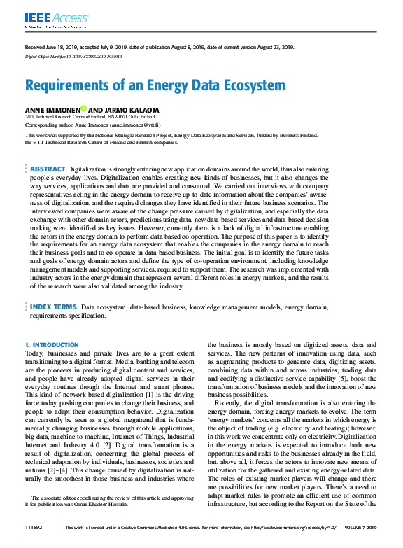 (PDF) Requirements of an Energy Data Ecosystem | Jarmo Kalaoja ...
