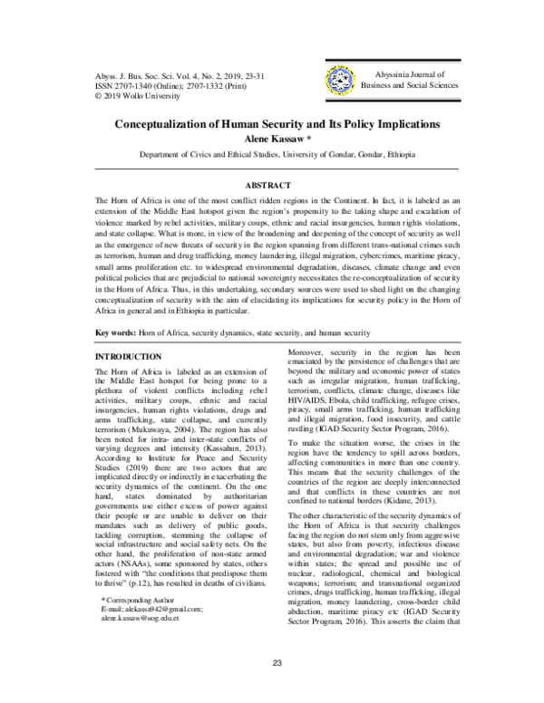 (PDF) Conceptualization of Human Security and Its Policy Implications