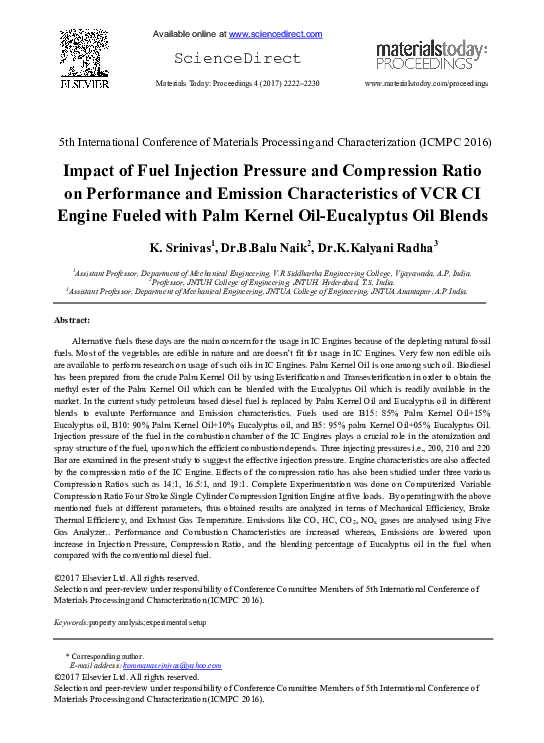 (PDF) Impact of Fuel Injection Pressure and Compression Ratio on ...