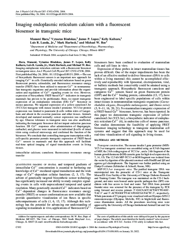 (PDF) Imaging endoplasmic reticulum calcium with a fluorescent ...
