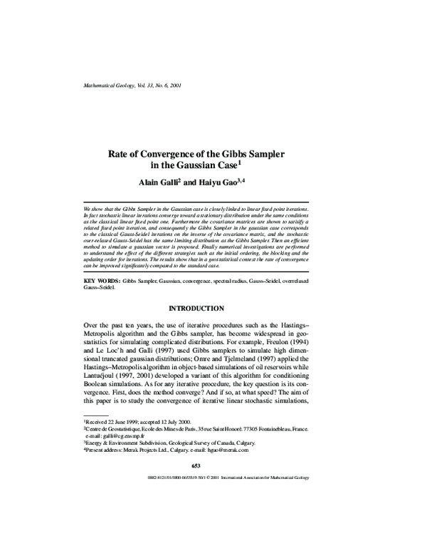 Pdf Rate Of Convergence Of The Gibbs Sampler In The Gaussian Case