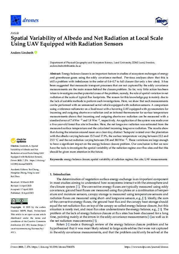 (PDF) Spatial Variability of Albedo and Net Radiation at Local Scale ...