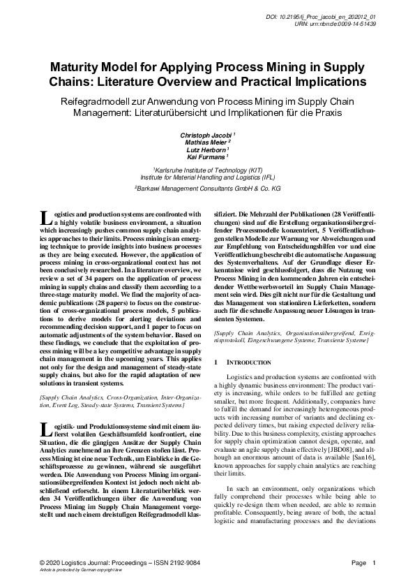 (PDF) Maturity Model for Applying Process Mining in Supply Chains ...