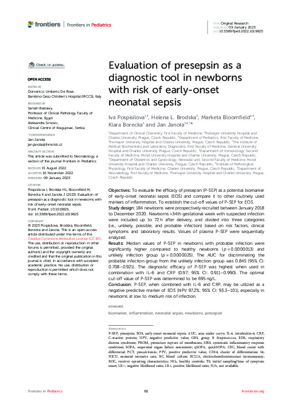 (PDF) Evaluation of presepsin as a diagnostic tool in newborns with ...