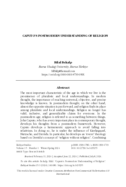 (PDF) CAPUTO'S POSTMODERN UNDERSTANDING OF RELIGION