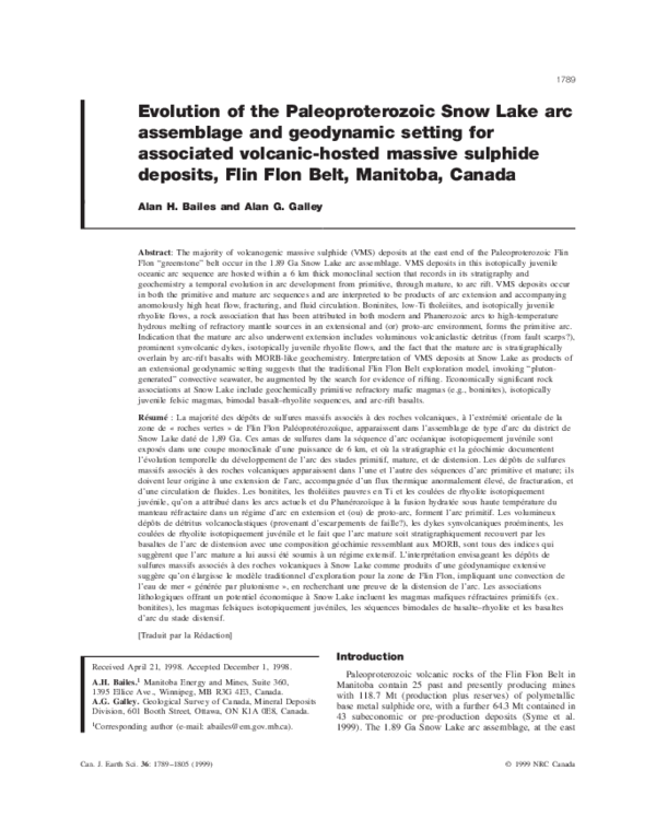 (PDF) Evolution of the Paleoproterozoic Snow Lake arc assemblage and ...