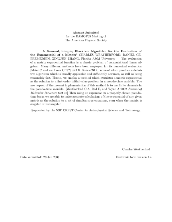 (PDF) A General, Simple, Blackbox Algorithm for the Evaluation of the ...
