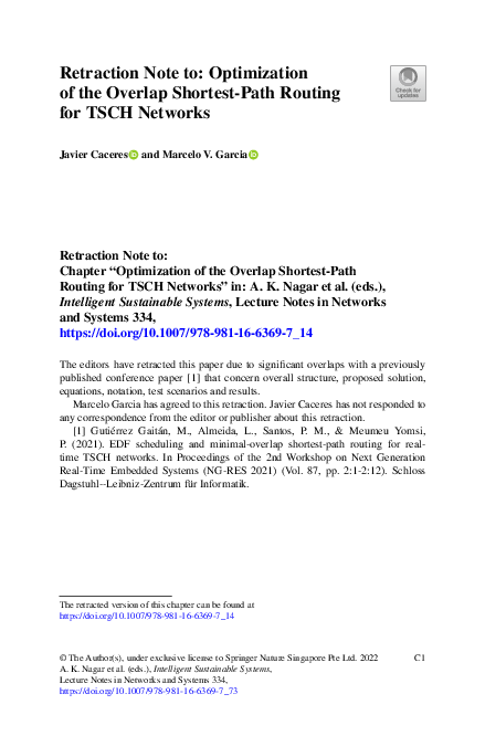 Pdf Retraction Note To Optimization Of The Overlap Shortest Path Routing For Tsch Networks 