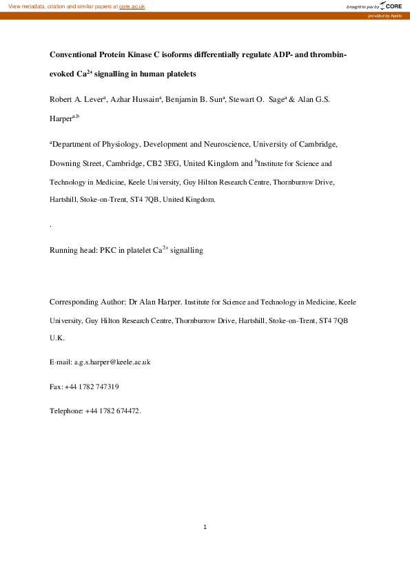 (PDF) PKC in platelet Ca²⁺ signalling