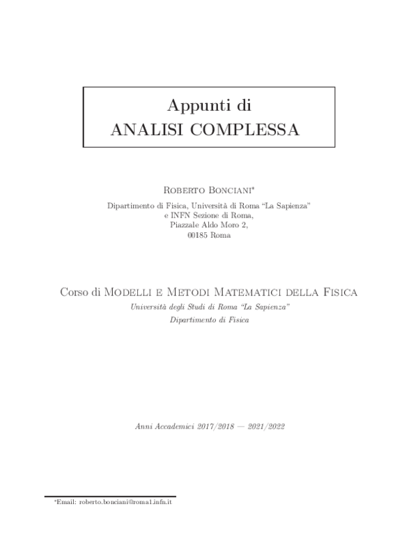 (PDF) Analisi Complessa