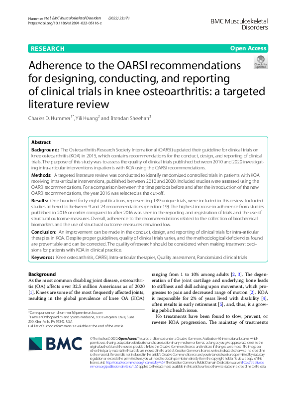 (PDF) Adherence to the OARSI recommendations for designing, conducting ...
