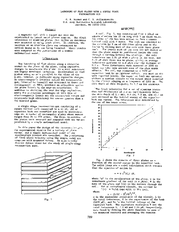 (PDF) Launching Of Flat Plates With A Single Stage Reconnection Gun