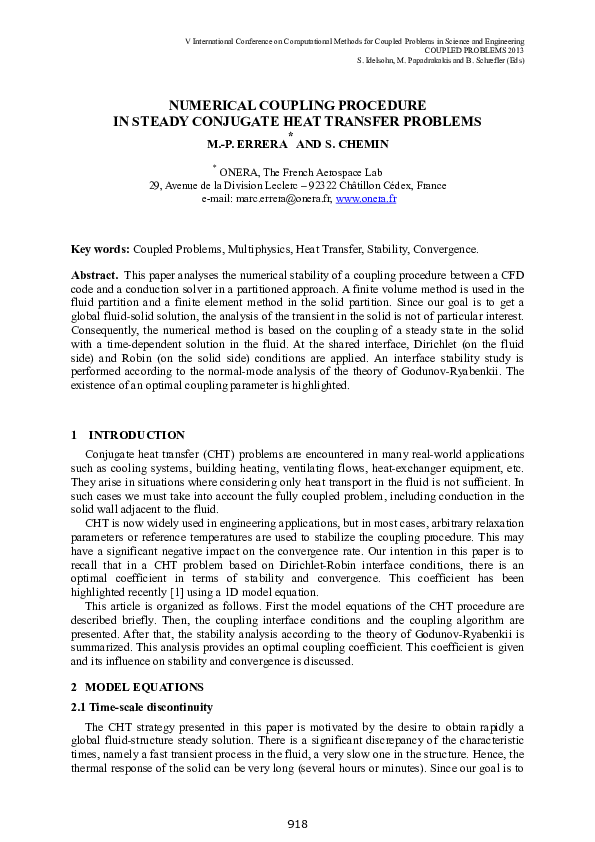 (PDF) Numerical coupling procedure in steady conjugate heat transfer ...