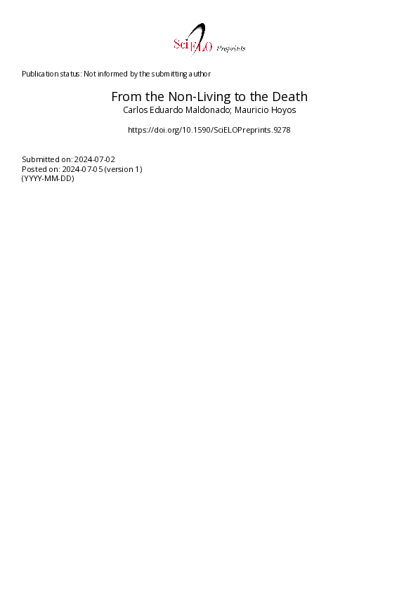 (PDF) From the Non-Living to the Death