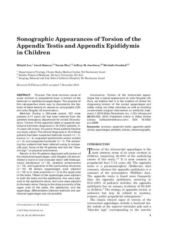 (PDF) Sonographic appearances of torsion of the appendix testis and ...