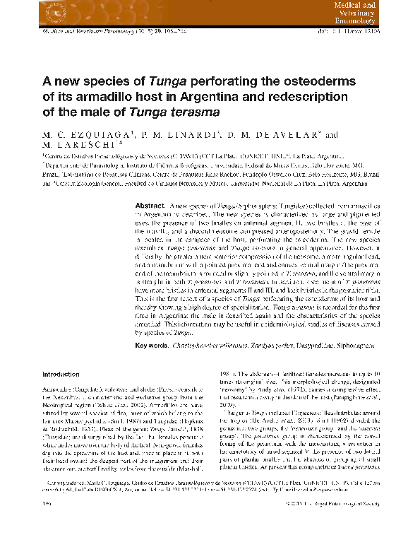 (PDF) A new species of Tunga perforating the osteoderms of its ...