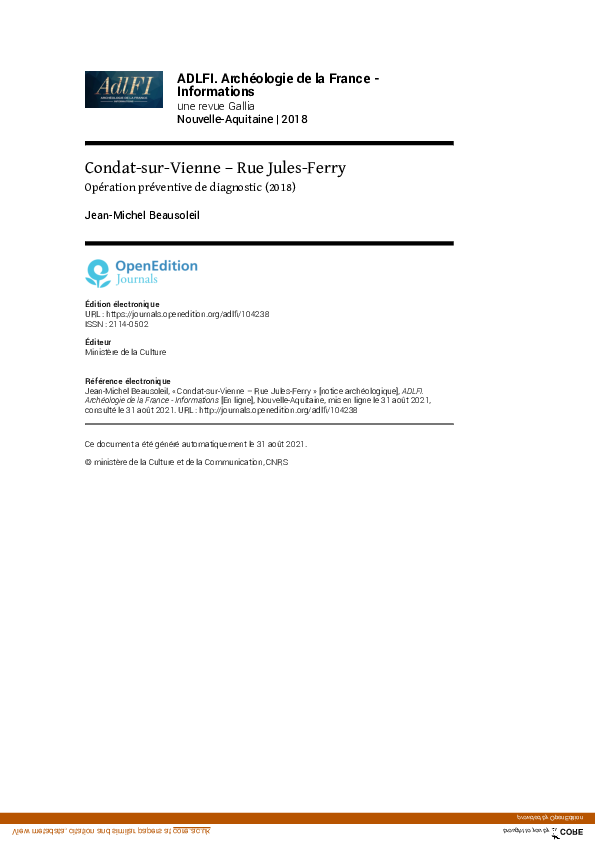 (PDF) Condat-sur-Vienne – Rue Jules-Ferry