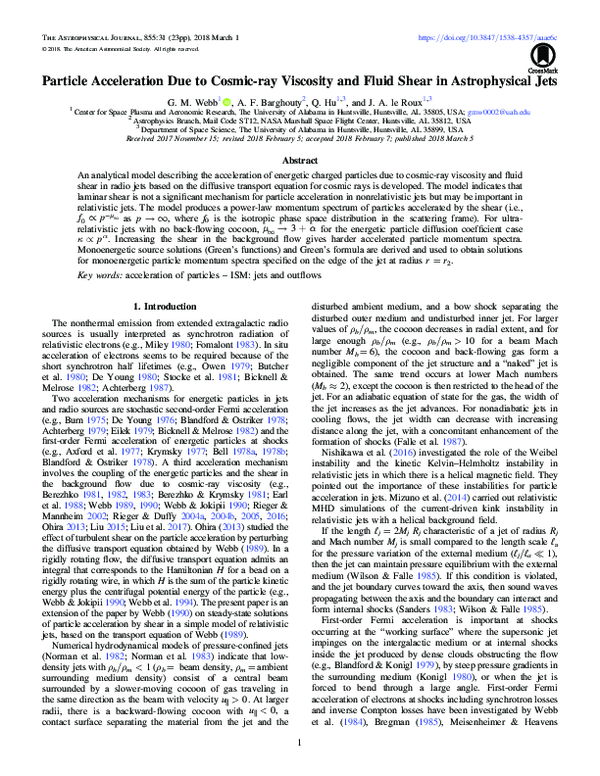 (PDF) Particle Acceleration Due to Cosmic-ray Viscosity and Fluid Shear ...