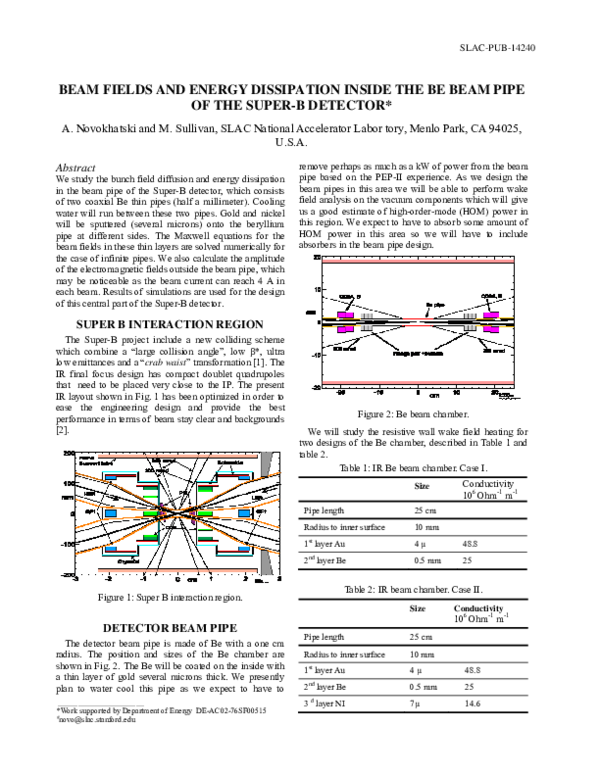 (PDF) Beam Fields and Energy Dissipation inside the Be Beam Pipe of the ...