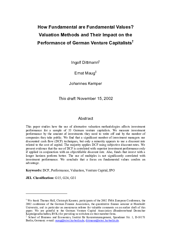 (PDF) How Fundamental are Fundamental Values? Valuation Methods and ...