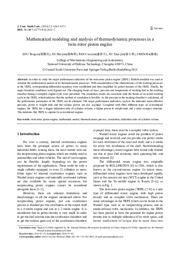 (PDF) Mathematical Modeling and Analysis of Thermodynamic Processes of an Irreversible Miller ...