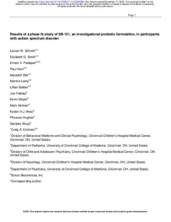 (PDF) Results of a phase Ib study of SB-121, an investigational ...