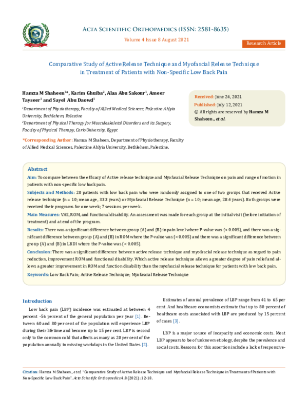(PDF) Comparative Study of Active Release Technique and Myofascial Release Technique in ...
